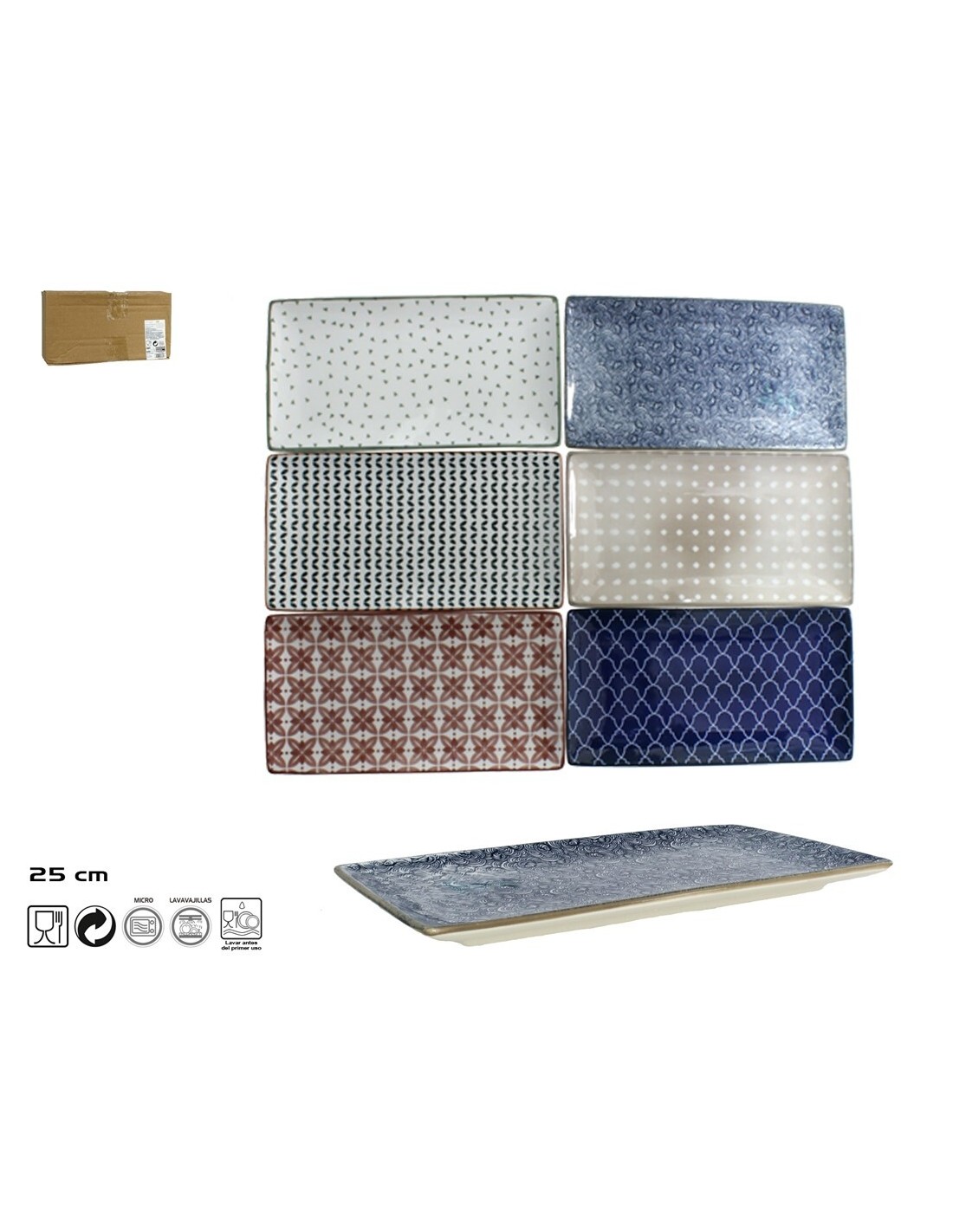 FUENTE RECTANGULAR 25CM ROMA 6 SURTIDOS